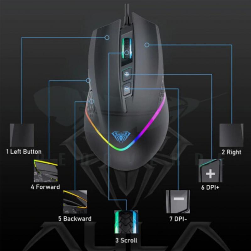 Mouse Gamer Aula F806 2400DPI - PENA VERDE SHOP