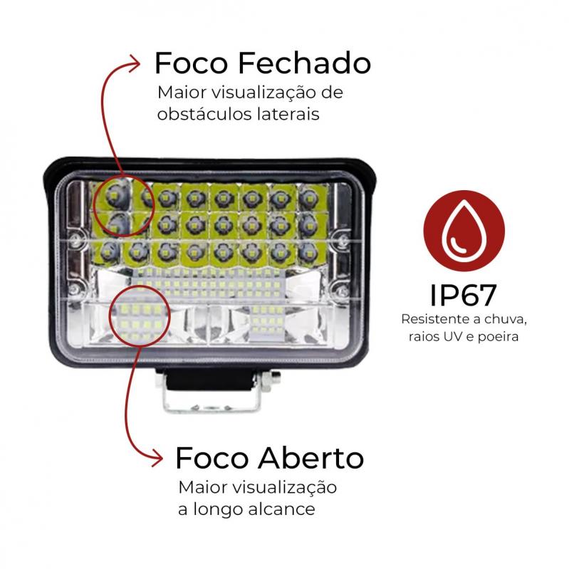 REFLETOR 12V 48 LEDS BRIWAX RETANGULAR 144W PRETO - Farol Pesca e Náutica